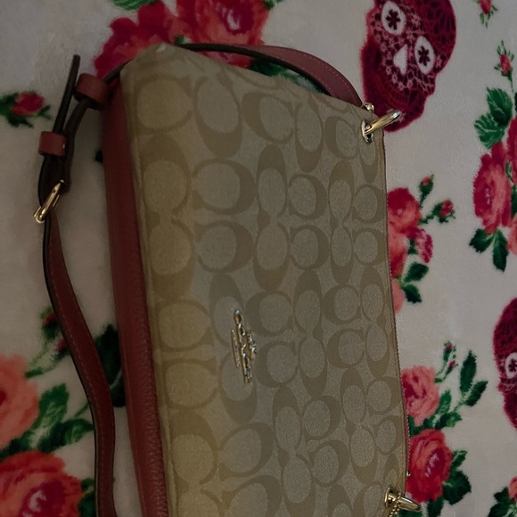 Coach | Bags | Coach Purse E98f76646 Double Sided Zip Pink Tan Leather ...